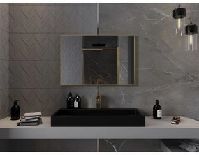 Mexen Loft, obdélníkové koupelnové zrcadlo 90 x 60 cm, barva rámu zlatá lesklá, 9852-090-060-000-50