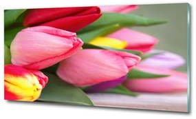Wallmuralia Foto obraz fotografie na skle Barevné tulipány 100x50