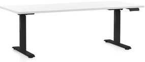 Výškově nastavitelný stůl OfficeTech D, 180 x 80 cm, černá podnož, bílá