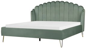 Sametová postel 180 x 200 cm zelená AMBILLOU Beliani