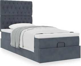 Osmanský rám postele s matracemi tmavě šedá 90x200cm samet 3313518