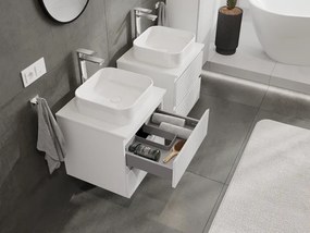 Mexen Rivel, koupelnová skříňka 50 cm, 2 zásuvky, drážkovaná, bílá matná, 91A20-05047-2-BFF01
