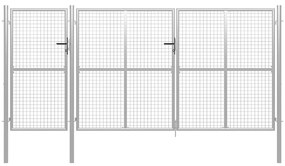 Zahradní brána ocel 400 x 150 cm stříbrná