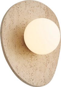 Nástěnná lampa Japandi organická z přírodního kamene s opálovým sklem - Josie