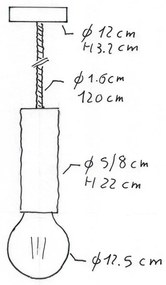 creative cables Závěsná lampa s XL námořnickým kabelem a malou dřevěnou objímkou s kůrou Barva: Hnědá
