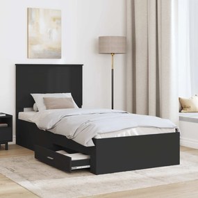 Rám postele Černá a stříbrná 75 x 190 cm Kompozitní dřevo 3409713
