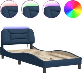 Rám postele s LED bez matrace Hvar modrý 90 x 190 cm textil 3213675