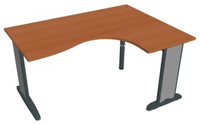 Stůl ergo oblouk levý 160×120/80 cm - Hobis Flex FE 2005 L Dekor stolové desky: třešeň, Barva nohou: černá