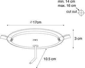 Sada 6 vestavných bodových svítidel bílých 17 cm včetně nastavitelné LED Kelvin - Stephanie
