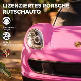 AIYAPLAY Odrážedlo pro děti Porsche odrážedlo s klaksonem, světlem a zvuky motoru, pro 18–36 měsíců, růžová