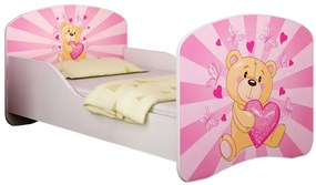 Dětská postel - Růžový Teddy medvídek 140x70 cm