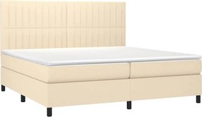Box spring postel s matrací a LED krémová 200x200 cm textil 3135066