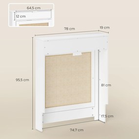 HOMCOM Kryt topení s výklopnými dveřmi a ratanem, prostor, boho design, pro obývací pokoj, ložnici, bílá