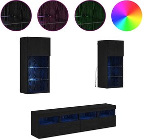 TV nástěnné jednotky s LED 5 ks Černý dub kompozitní dřevo 3402982