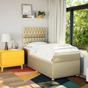 Box spring postel s matrací krémová 90x200 cm textil 3291951