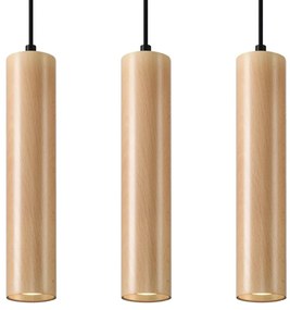 Závěsné svítidlo Lino 3, 3x dřevěné stínítko
