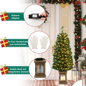 Costway 120 cm Umělý vánoční stromek v květináči s osvětlením a časovačem