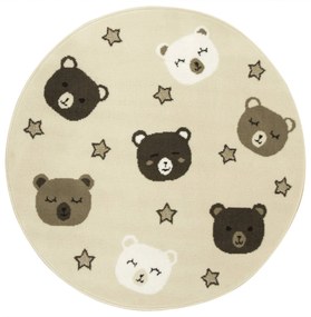 Kulatý dětský koberec Luna Kids 534455/97955 Medvídci béžový hnědý Rozměr: průměr 120 cm