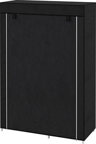 HOMCOM Textilní šatník s 6 policemi, věšákem na oblečení, sklopný šatník do ložnice, 103 x 43 x 162,5 cm, černý | Aosom