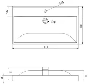 TSKINGSTAR Zápustné umyvadlo - UM.803, 80 cm, keramické, bílá