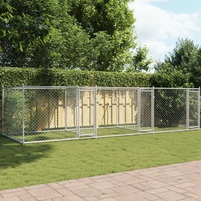 Klec pro psy s dvířky šedá 6 x 2 x 1,5 m pozinkovaná ocel 3209574