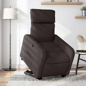 Zvedací polohovací křeslo tmavě hnědé textil 3206704