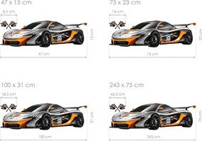 McLaren P1 GTR textilní přelepitelná samolepka na zeď arch 47 x 15 cm