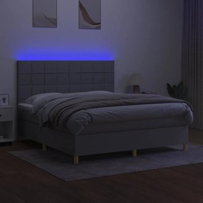 Box spring postel s matrací a LED světle šedá 160x200 cm textil 3139205
