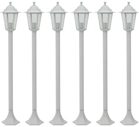 Zahradní sloupové lampy 6 ks - hliníkové - bílé | 110 cm
