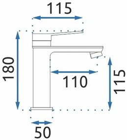 Rea Viral, umyvadlová baterie h-180, černá matná, REA-B2028