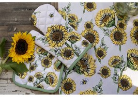 Béžová bavlněná utěrka se slunečnicemi Sunny Sunflowers I