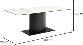 Jídelní stůl Marbella 200 cm černý/mramorově bílý