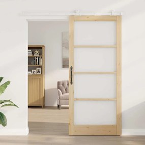 Posuvné dveře ORKDAL 93 x 211 cm Masivní borové dřevo a sklo 3332065
