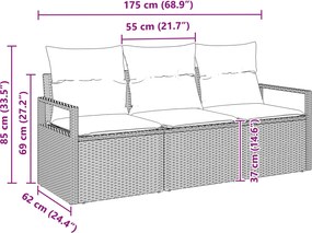 Set pohovek 3 ks Černá polyratan 3346246