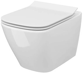 Cersanit City, System50 PNEU podomítkový rám + závěsná wc mísa City Square CleanOn + černé tlačítko Circle, S701-777