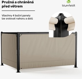 Blumfeldt Pantheon Cortina altán 3x4 m, odolný vůči povětrnostním vlivům, hliník, prášková barva, rolety
