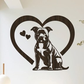 dřevo života Dřevěný obraz Stafordširský bulteriér v srdci Zvolte rozměr (cm): 40x34, Zvolte barvu dekoru: Wenge