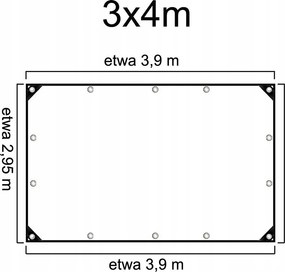 3x4 m Průhledná Zahradní Vyztužená Plachta na auto, terasa, altán