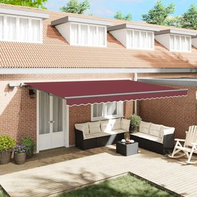 Ručně zatahovací markýza s LED světly burgundská 500 x 300 cm 3310195