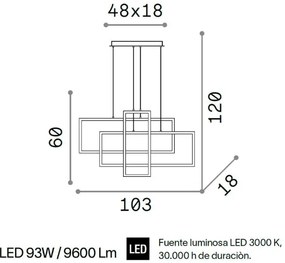 Ideal Lux Závěsné svítidlo Frame sp rettangolo Barva: Černá