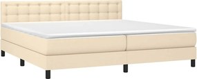 Box spring postel s matrací a LED krémová 200x200 cm textil 3133506