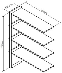 Rozšiřitelný regál Átrej Rozšíření: Rozšíření o 1 pole