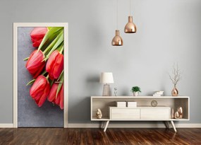 Fototapeta samolepící Červené tulipány 95x205 cm