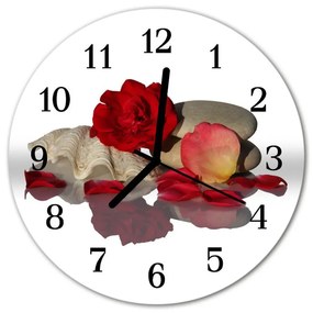 Nástenné skleněné hodiny Růžová mušle