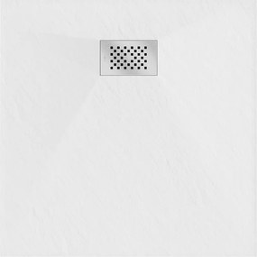 Mexen Hugo, čtvercová sprchová vanička SMC 70 x 70 cm, bílá, ocelová krytka, 42107070-X
