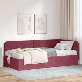Rohový rám postele Víno Červené 90 x 190 cm textil 3394040