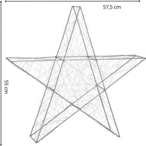 LED Hvězda - 55cm, 100LED, 3xAA, IP20, teplá bílá