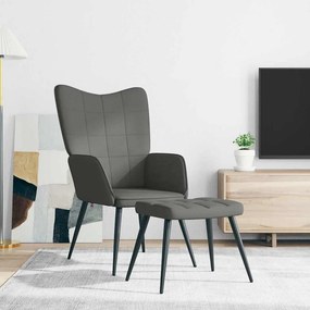 Relaxační židle se stoličkou tmavě šedá textil 327953