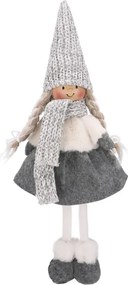 Vánoční figurka holčičky šedá / bílá 48 cm