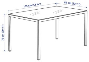 TORSBY / LUSTEBO Stůl a 4 židle, lesklá bílá pochromované/Viarp béžová/hnědá, 135 cm